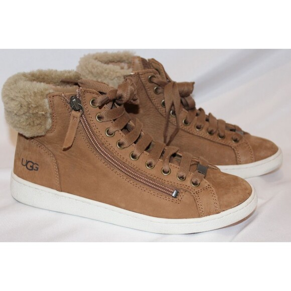 UGG | Shoes | Ugg Womens Olive High Top Zip Suede Shearling Cuffed ...